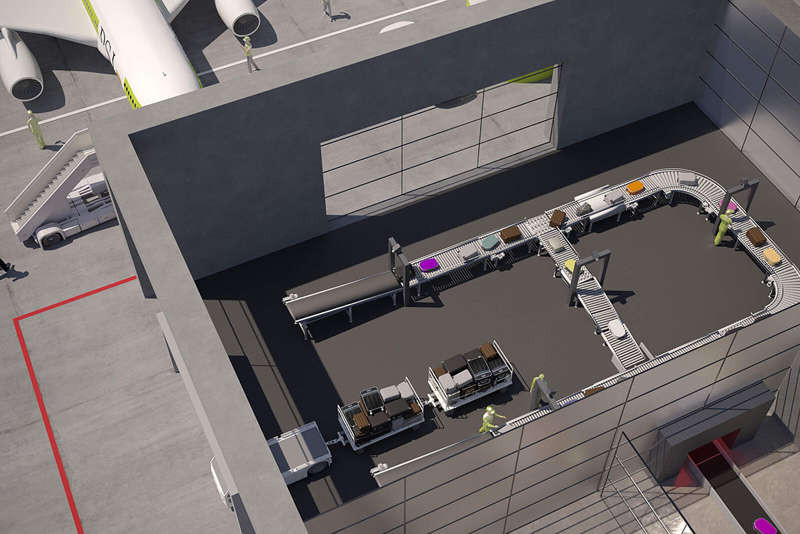 Camera-based tracking of the baggage flow (CCTV)